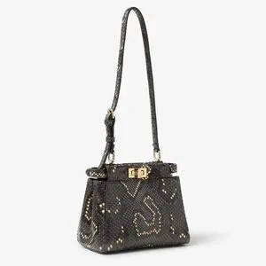 Fendi My Peekaboo® Xs Hand-painted Black Python Bag
